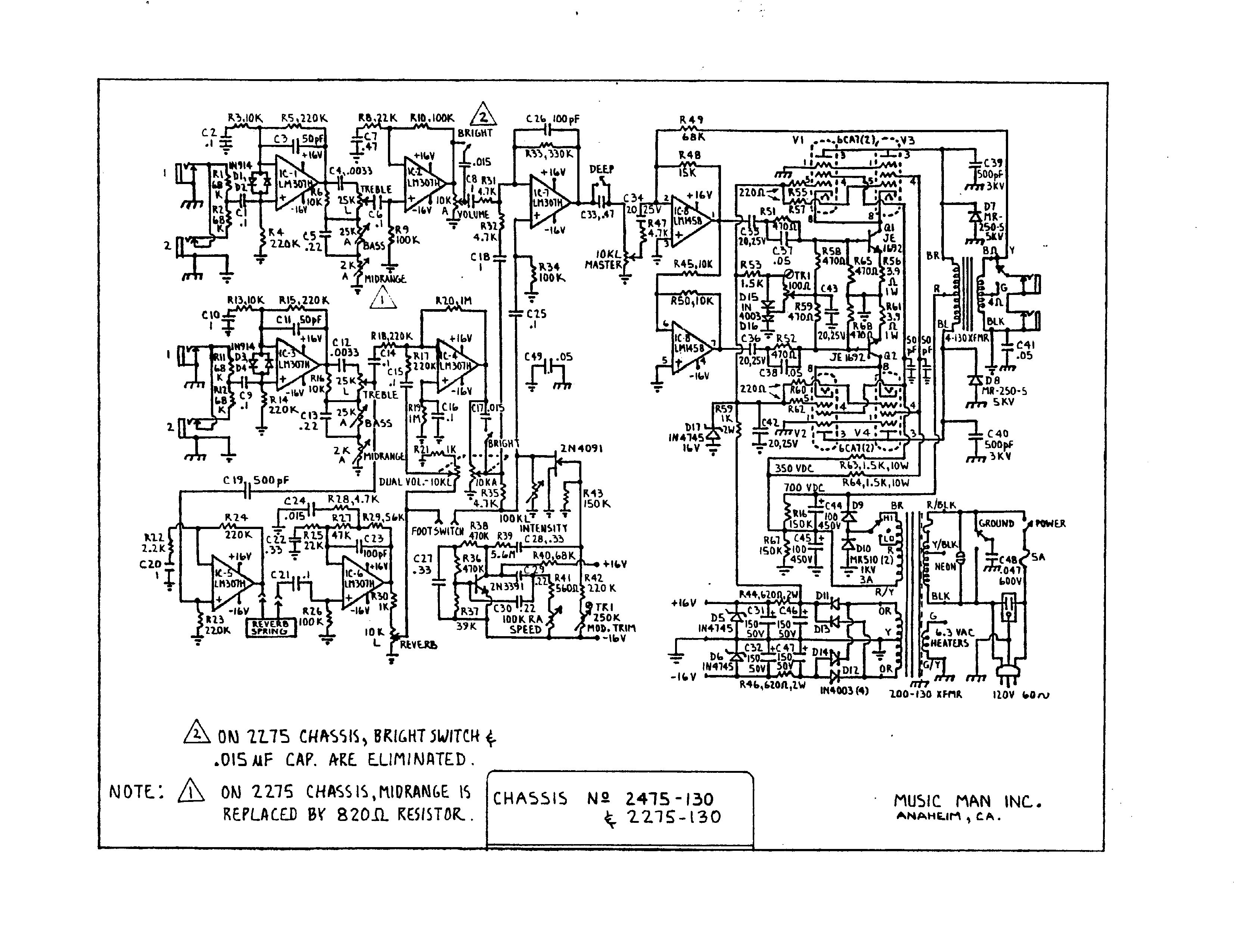Musicman Schematics - Tube amp Schematics